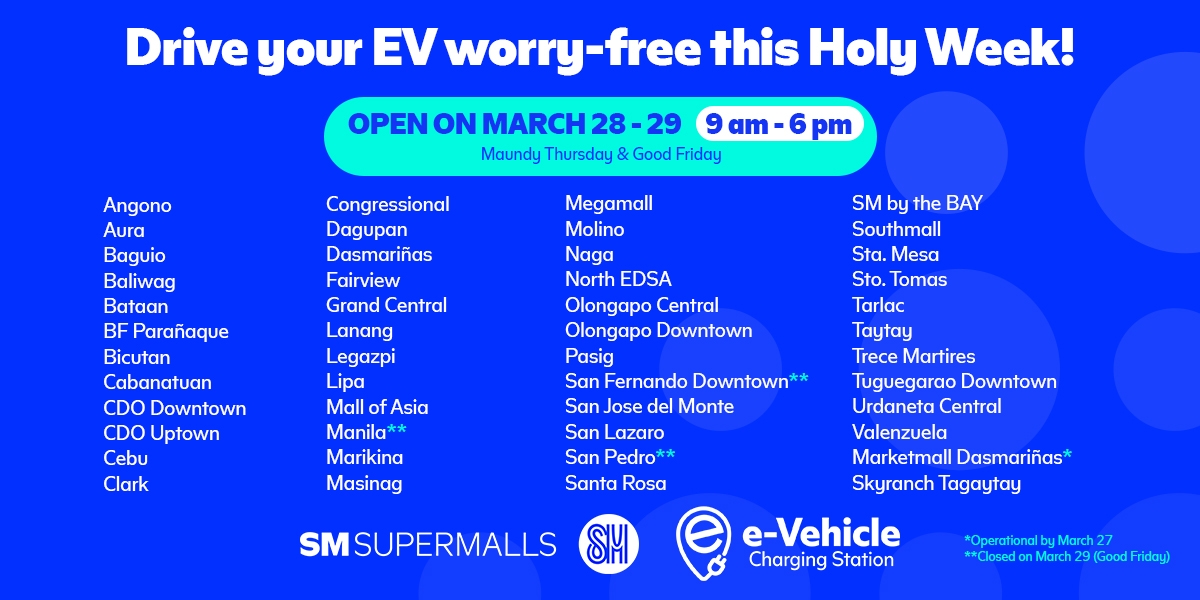 Worry Free Cruising: Holy Week Travels with SM Supermalls’ 50 EV ...