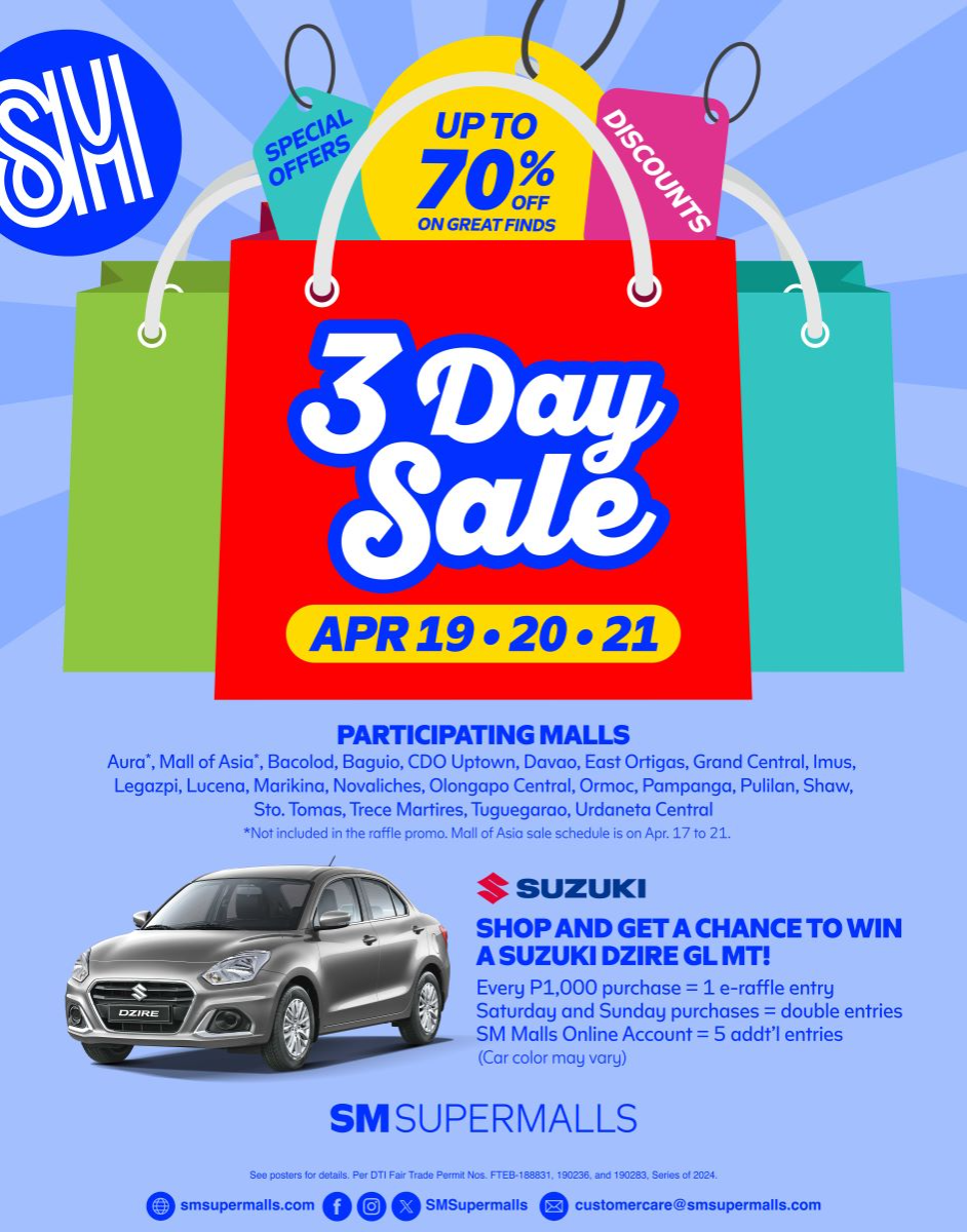 Exclusive 3-Day Sale at SM Supermalls | SM Supermalls